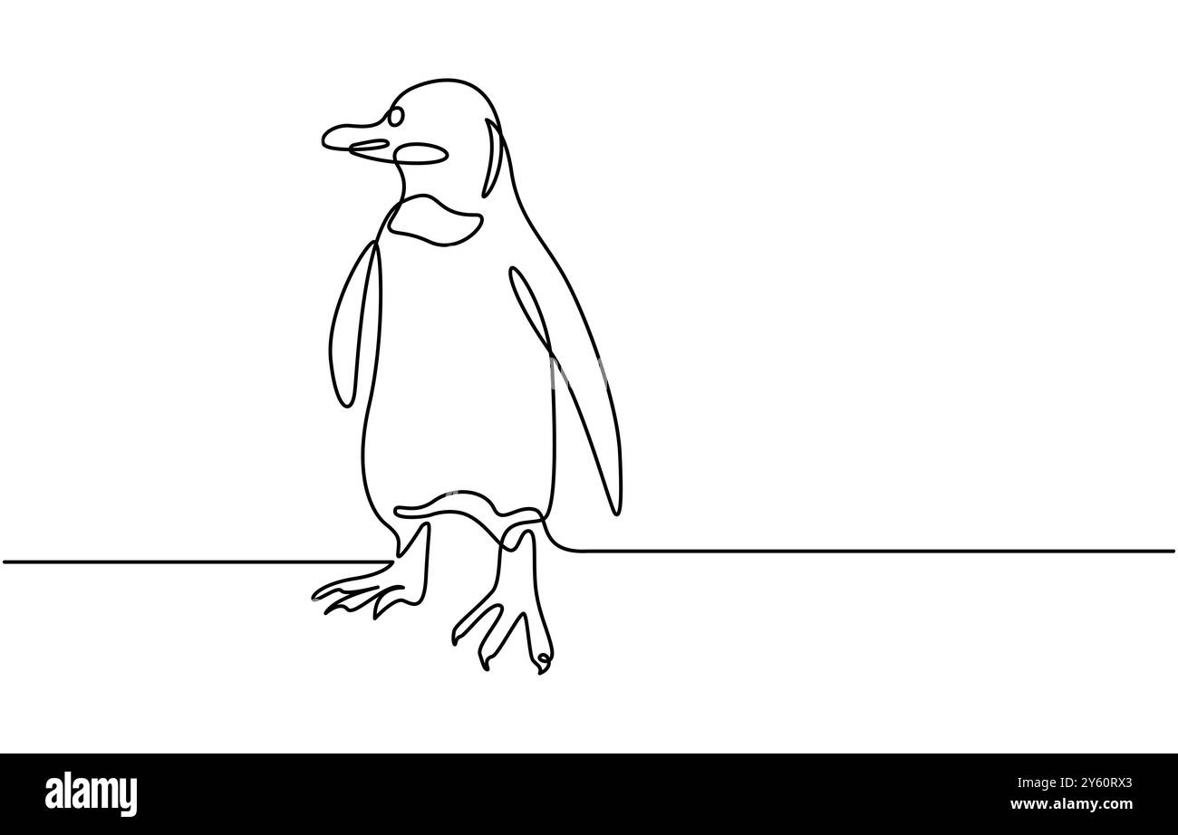 Penguin continuous one line art drawing of vector, One line penguin ...