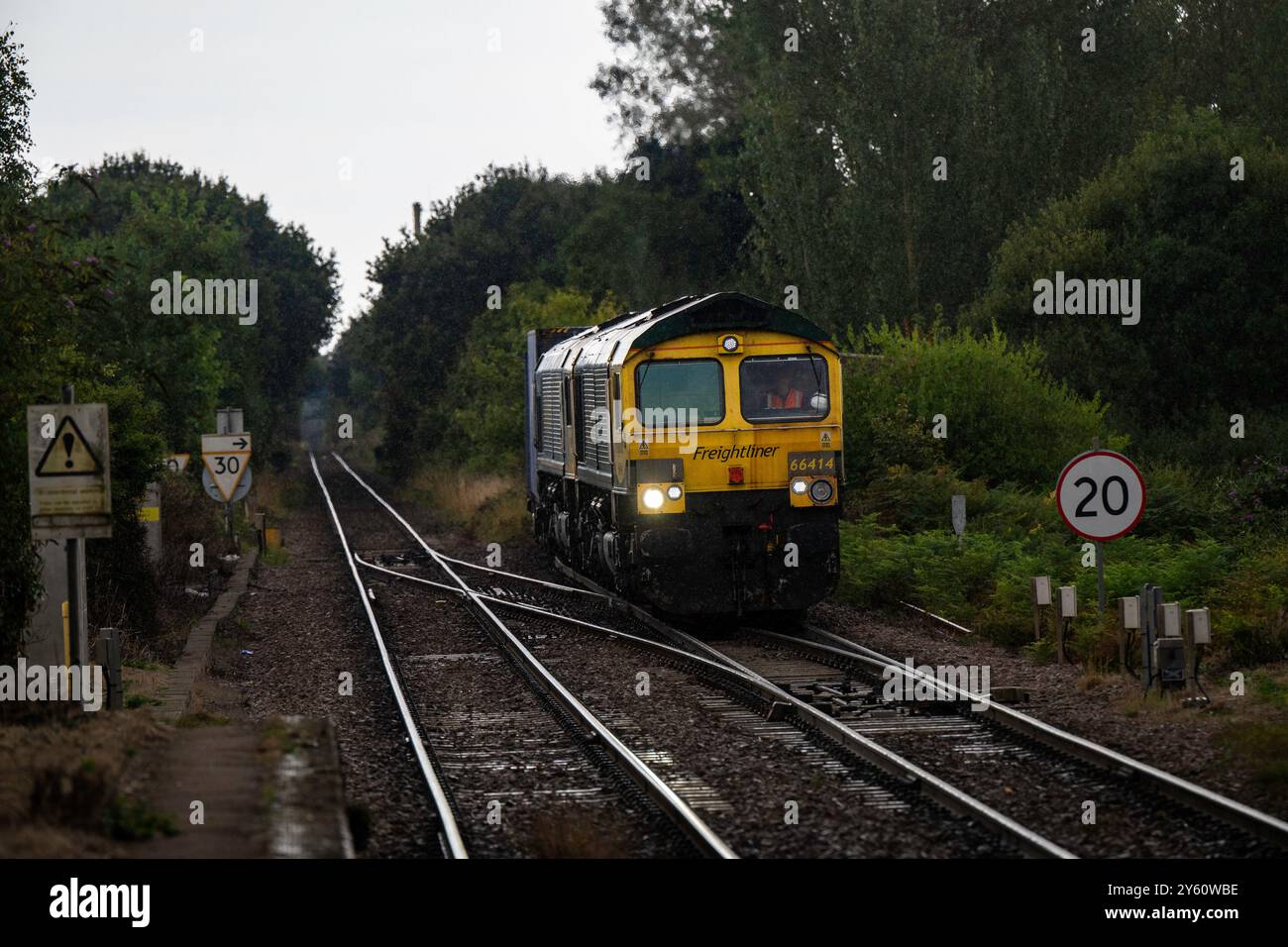 Freightliner goods train entering the Felixstowe to Ipswich branch line ...