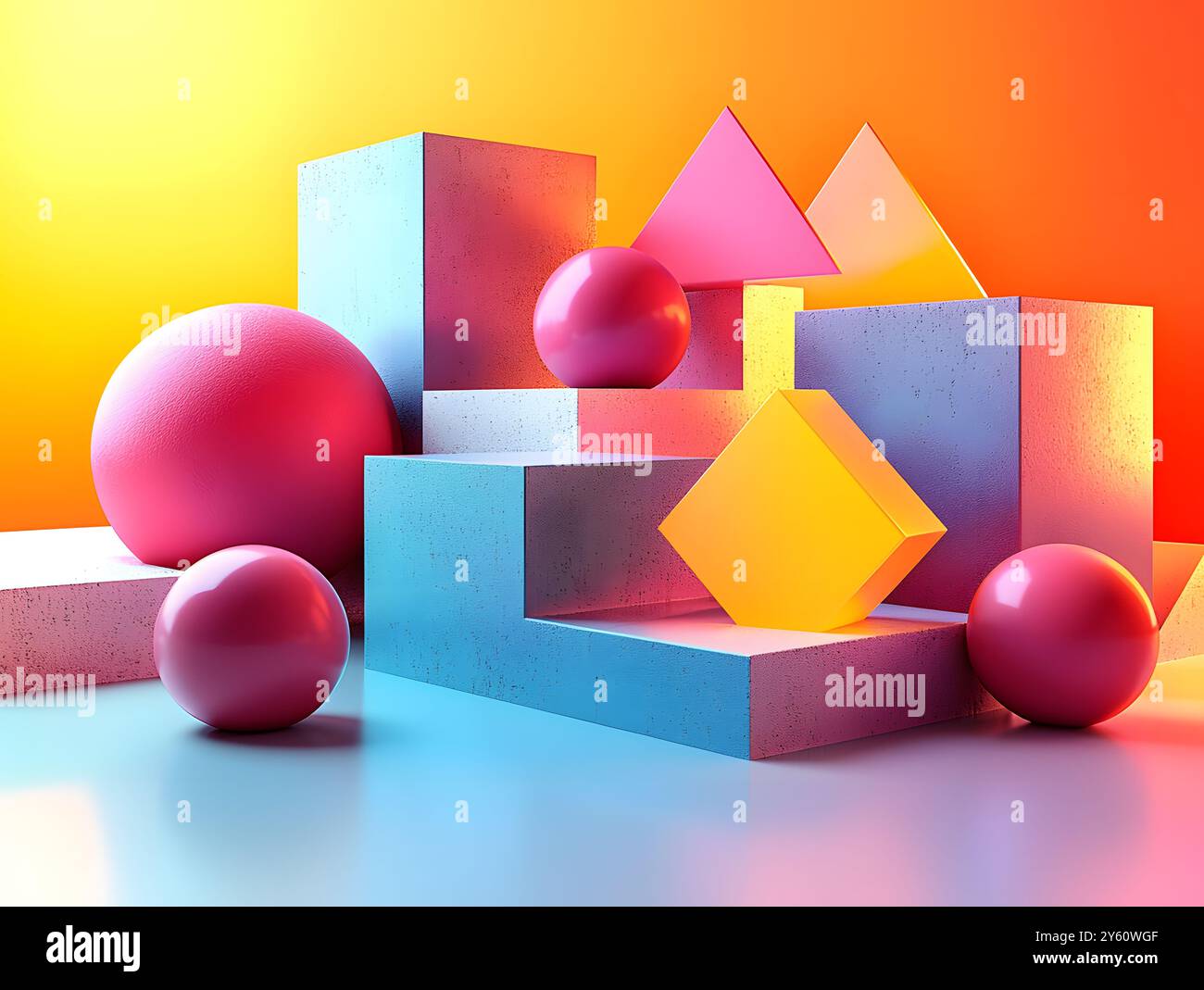 Explore a vibrant and artistic composition of geometric shapes arranged ...
