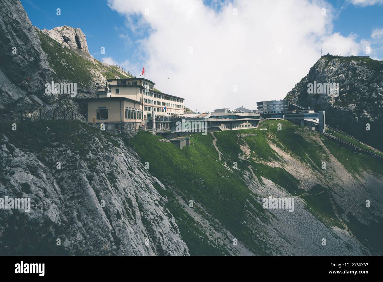 Pilatus, Switzerland - July 19, 2024: Mt Pilatus hotel, restaurant and ...