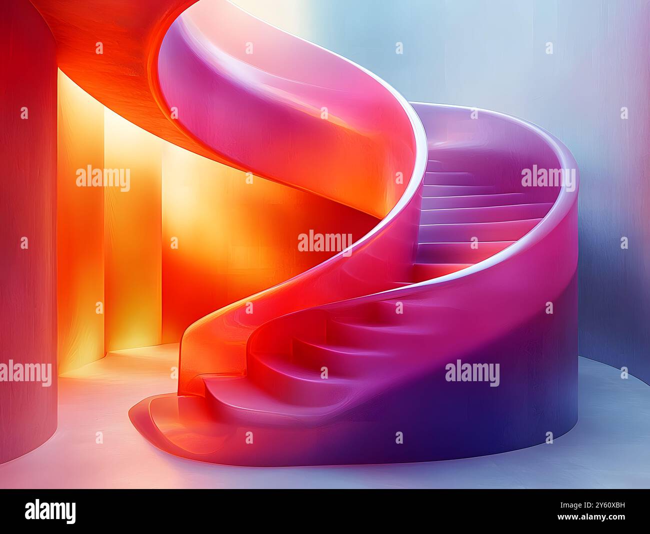 Explore this vibrant 3D spiral staircase featuring abstract design with ...
