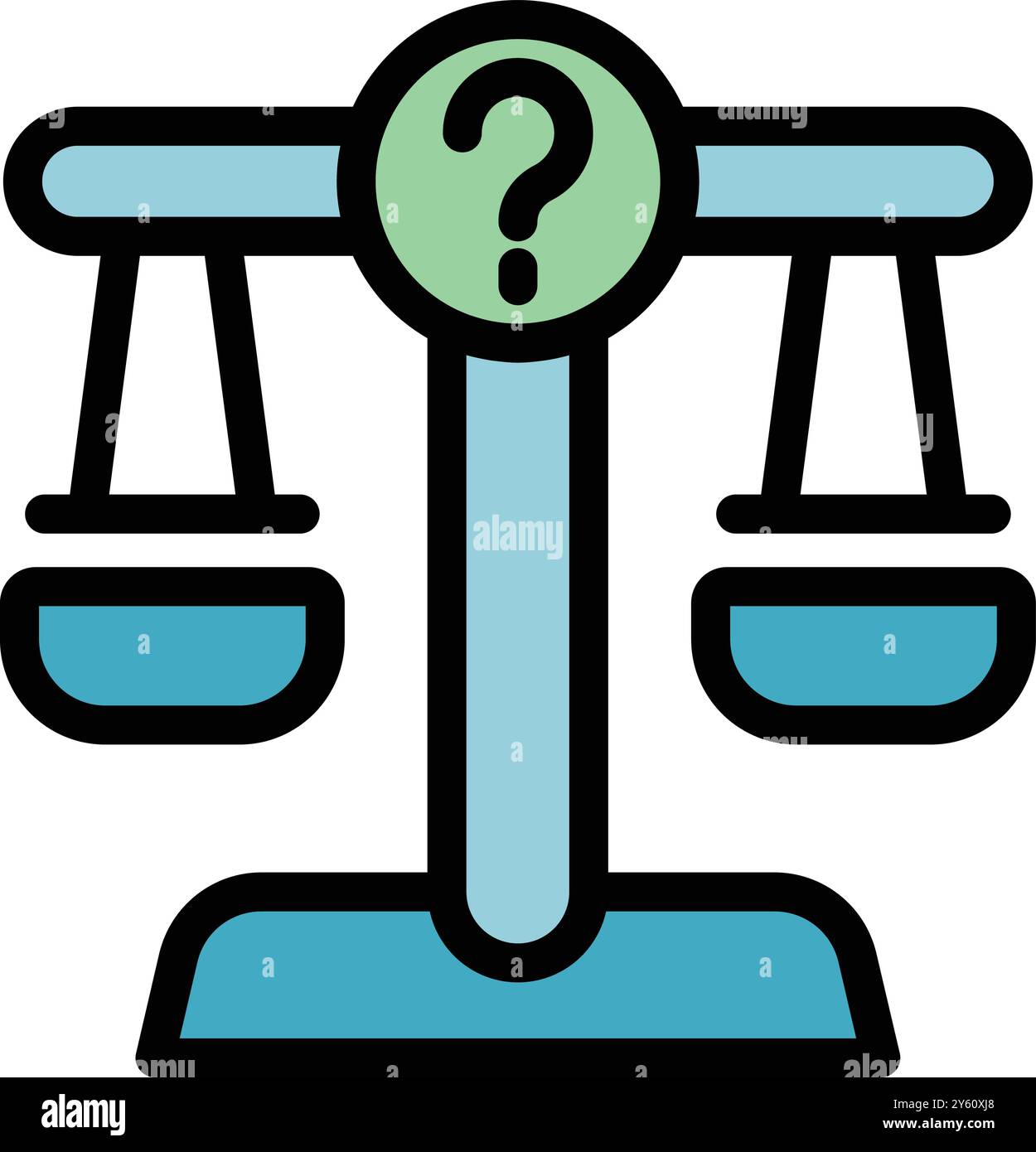 Question mark balancing on a justice scale, representing the concept of ...