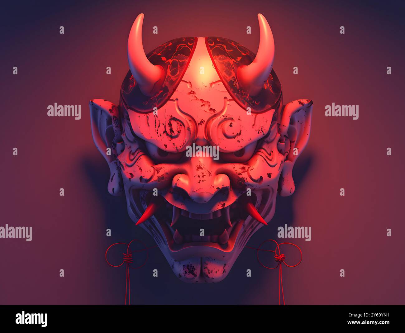 Explore a captivating 3D artwork of a Japanese ghost mask, intricately ...
