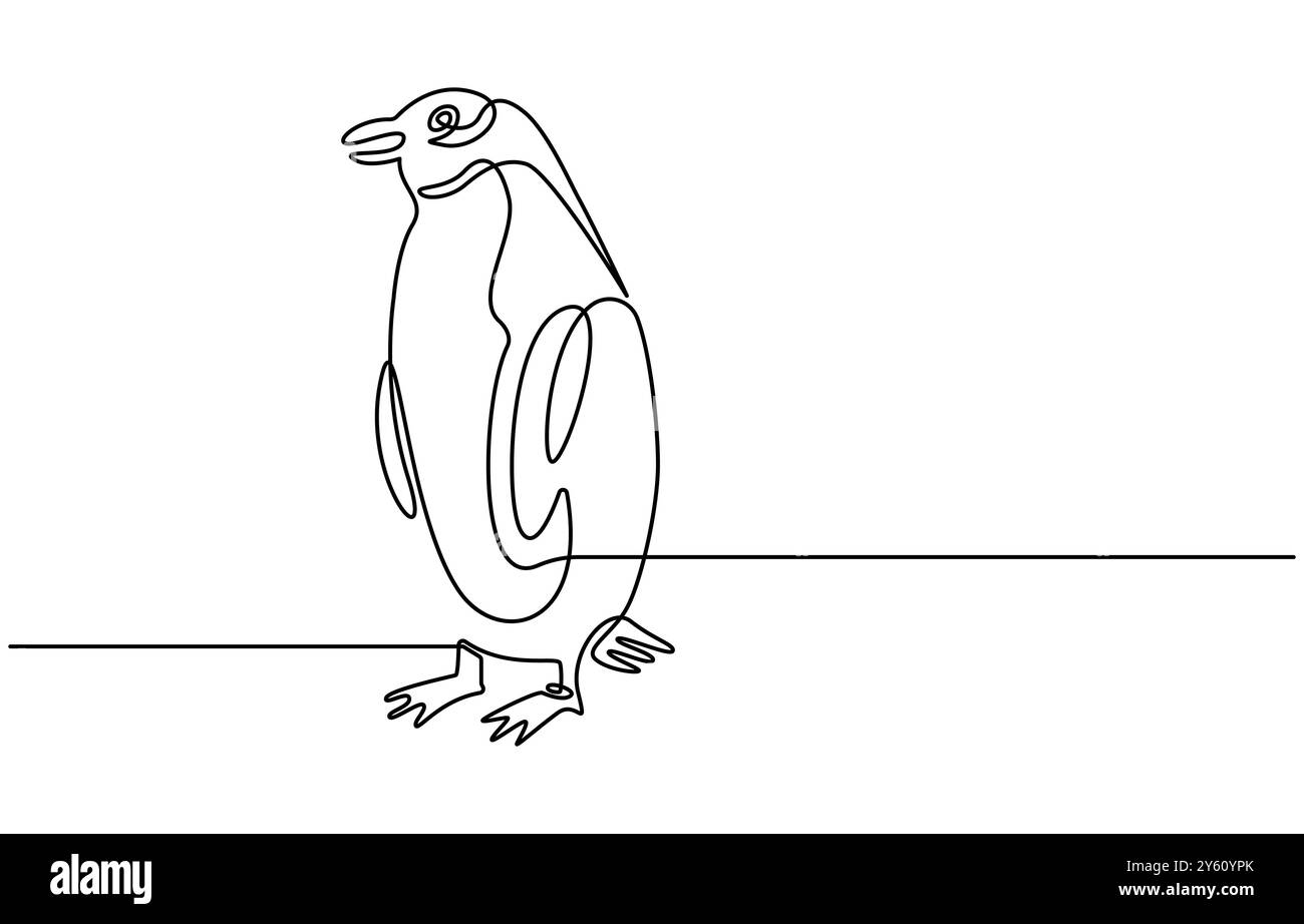 Penguin continuous one line art drawing of vector, One line penguin ...