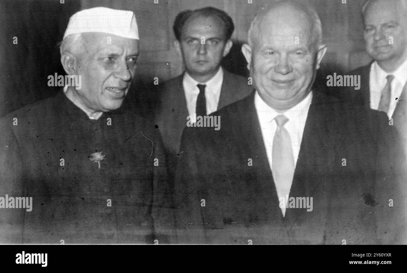 SOVIET PREMIER NIKITA KRUSHCHEV NEHRU AT USSR HEADQUARTER (HQ) NEW YORK ...