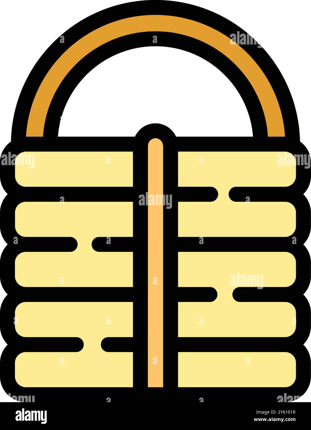 Wicker basket holding something with handle icon color outline vector ...