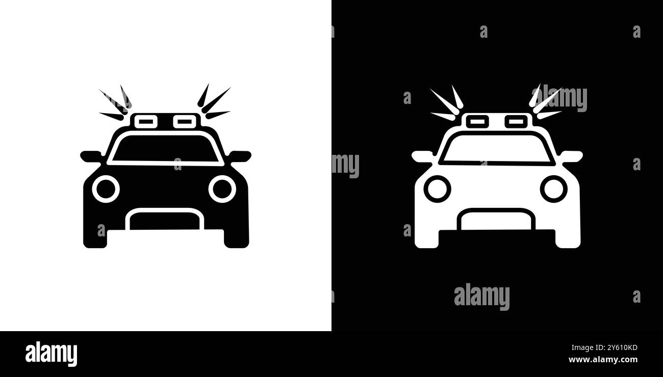 Flashing police car icon vector logo set collection or bundle pack ...
