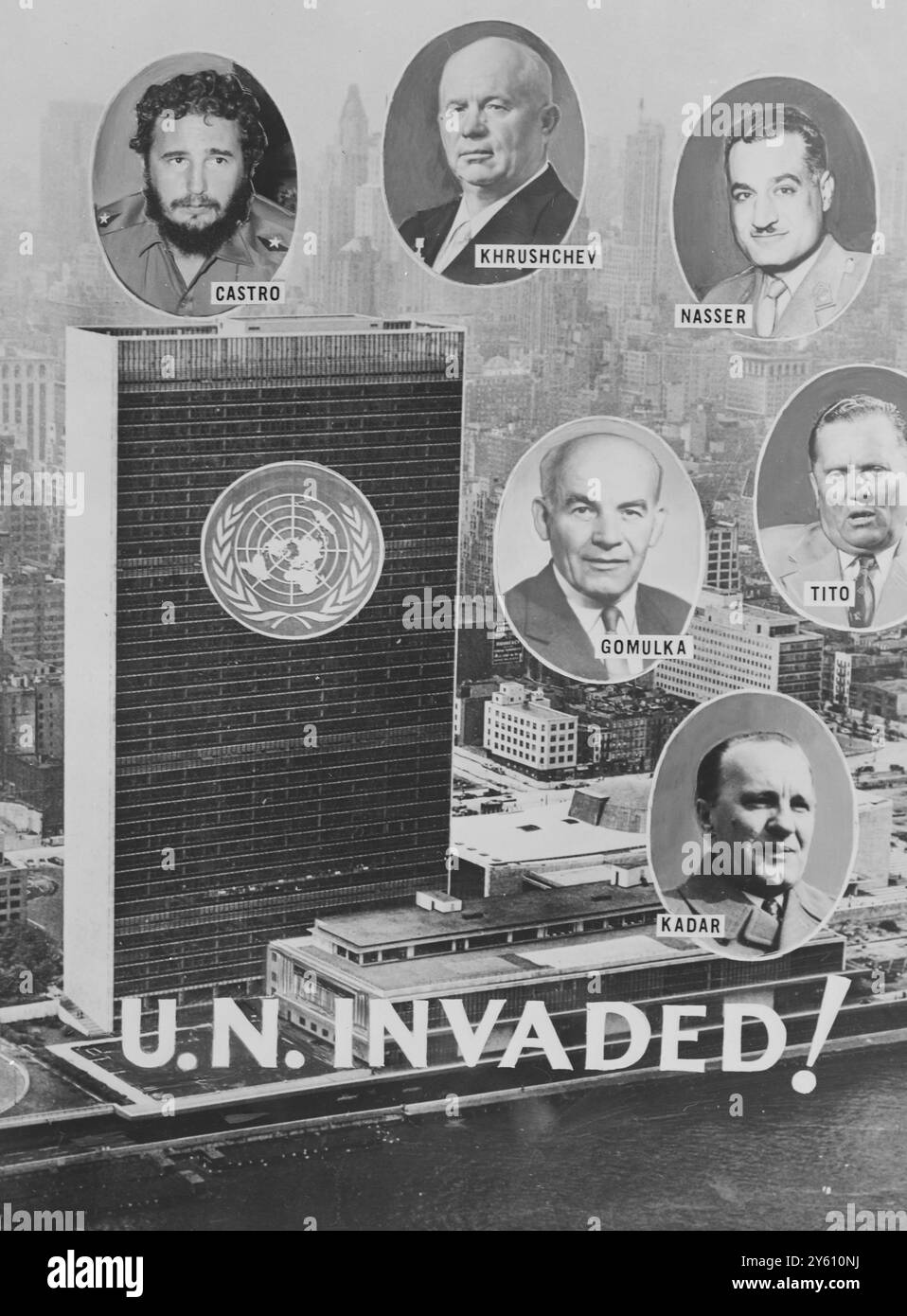 UN BUILDING PORTRAITS 6 HEADS STATE ATTEND SESSIONS 18 SEPTEMBER 1960 ...