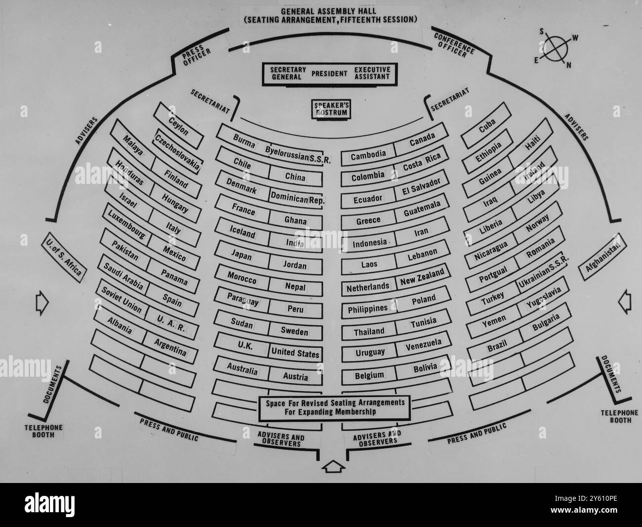 UN GENERAL ASSEMBLY SEATING PLAN 17 SEPTEMBER 1960 Stock Photo - Alamy