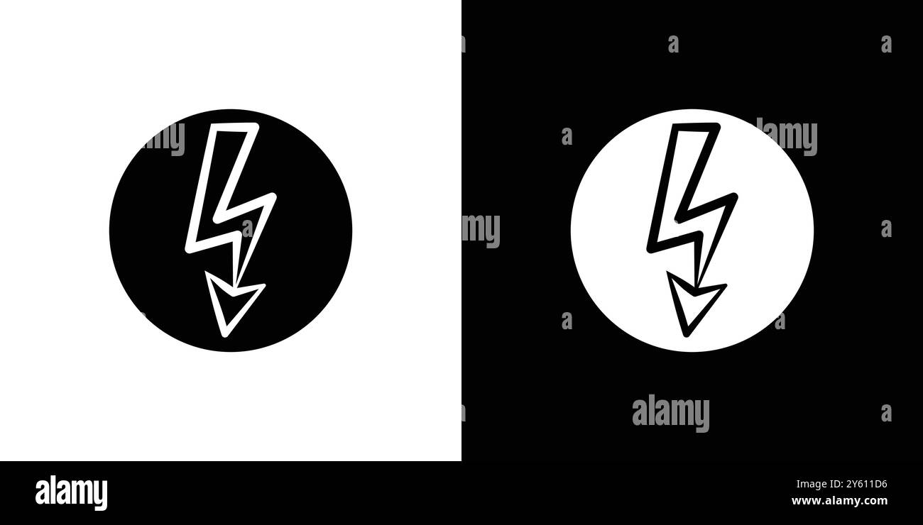 High voltage icon vector logo set collection or bundle pack group Stock ...