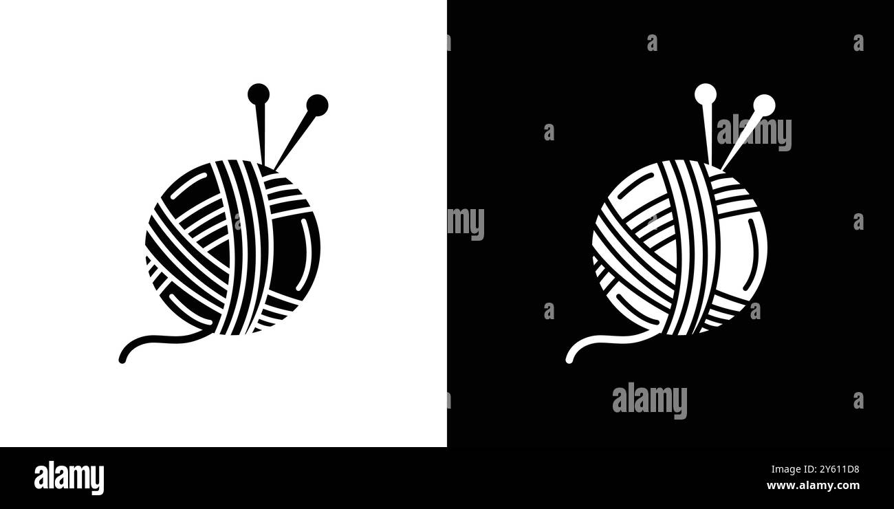 Knit yarn with needle icon vector logo set collection or bundle pack ...