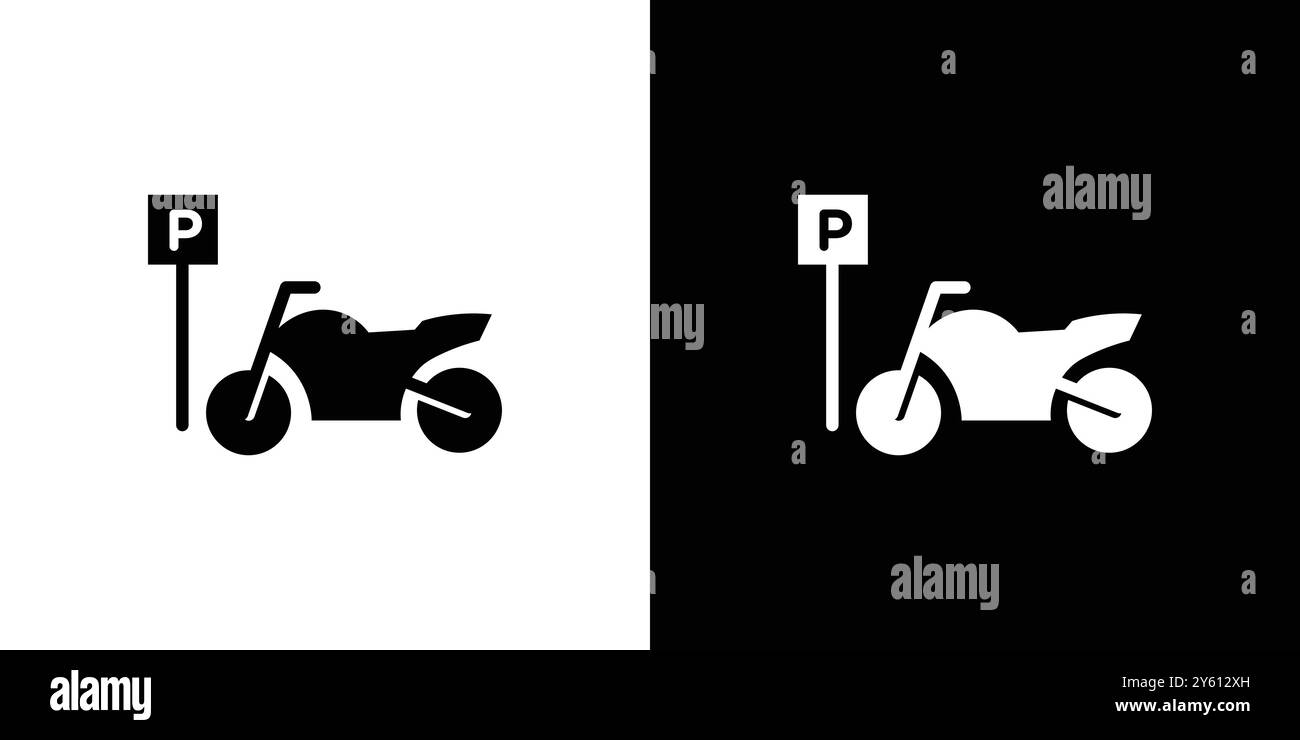 motorbike parking icon vector logo set collection or bundle pack group ...