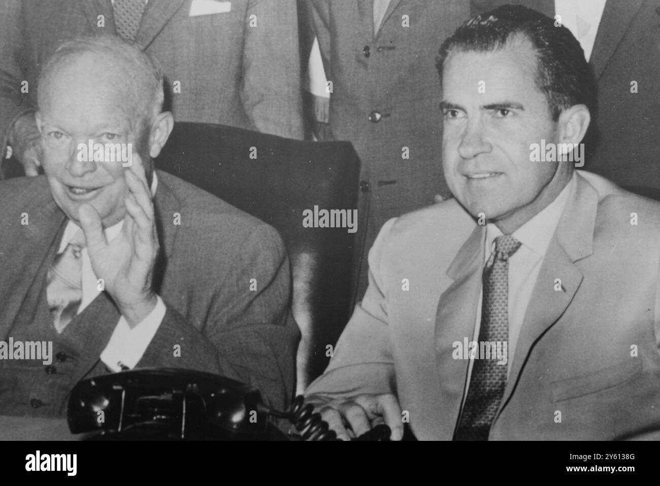 US PRESIDENT DWIGHT EISENHOWER WITH VICE RICHARD NIXON AT WHITE HOUSE ...