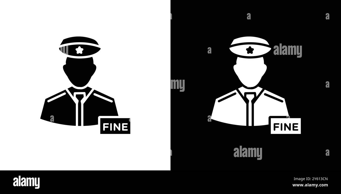Police officer giving fine icon vector logo set collection or bundle ...