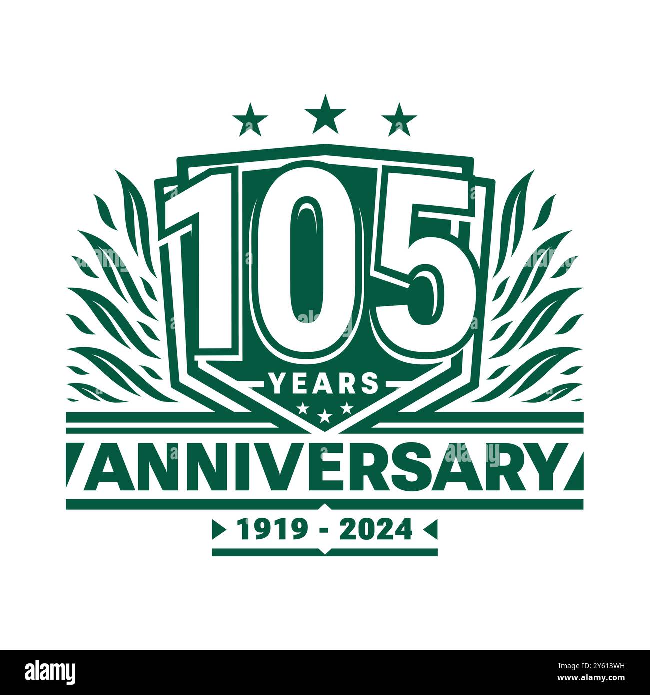 105 years anniversary celebration shield design template. 105th ...