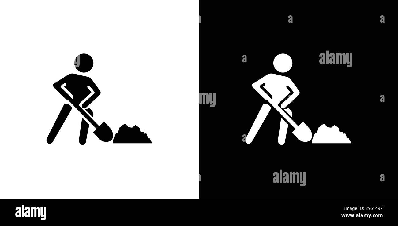 Worker digging icon vector logo set collection or bundle pack group Stock Vector Image & Art - Alamy