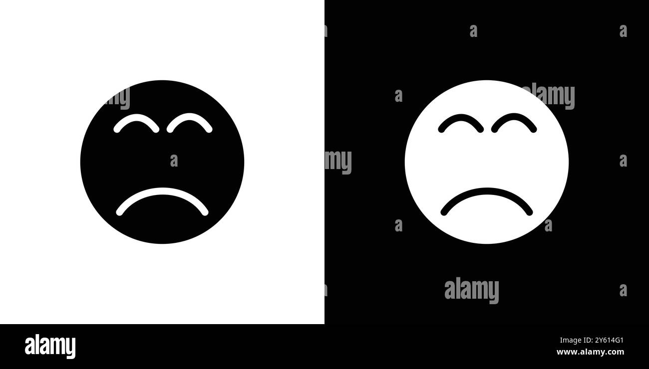 Sad, upset or lonely emoticon icon vector logo set collection or bundle ...