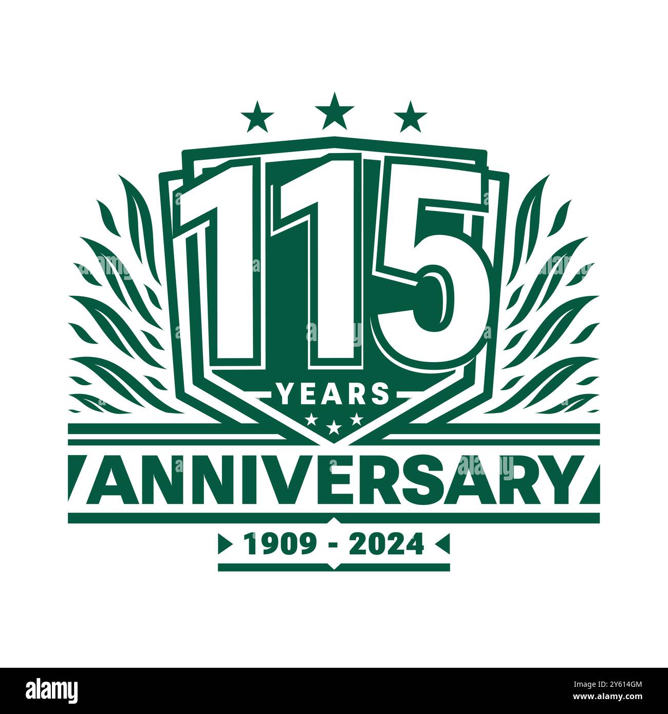 115 years anniversary celebration shield design template. 115th ...