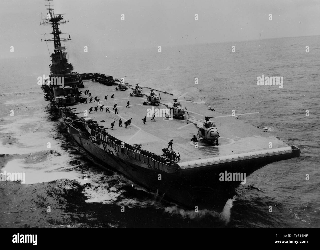 BRITISH ARMY ROYAL MARINES FLIGHT DECK OF HMS BULWARK 4 AUGUST 1960 ...