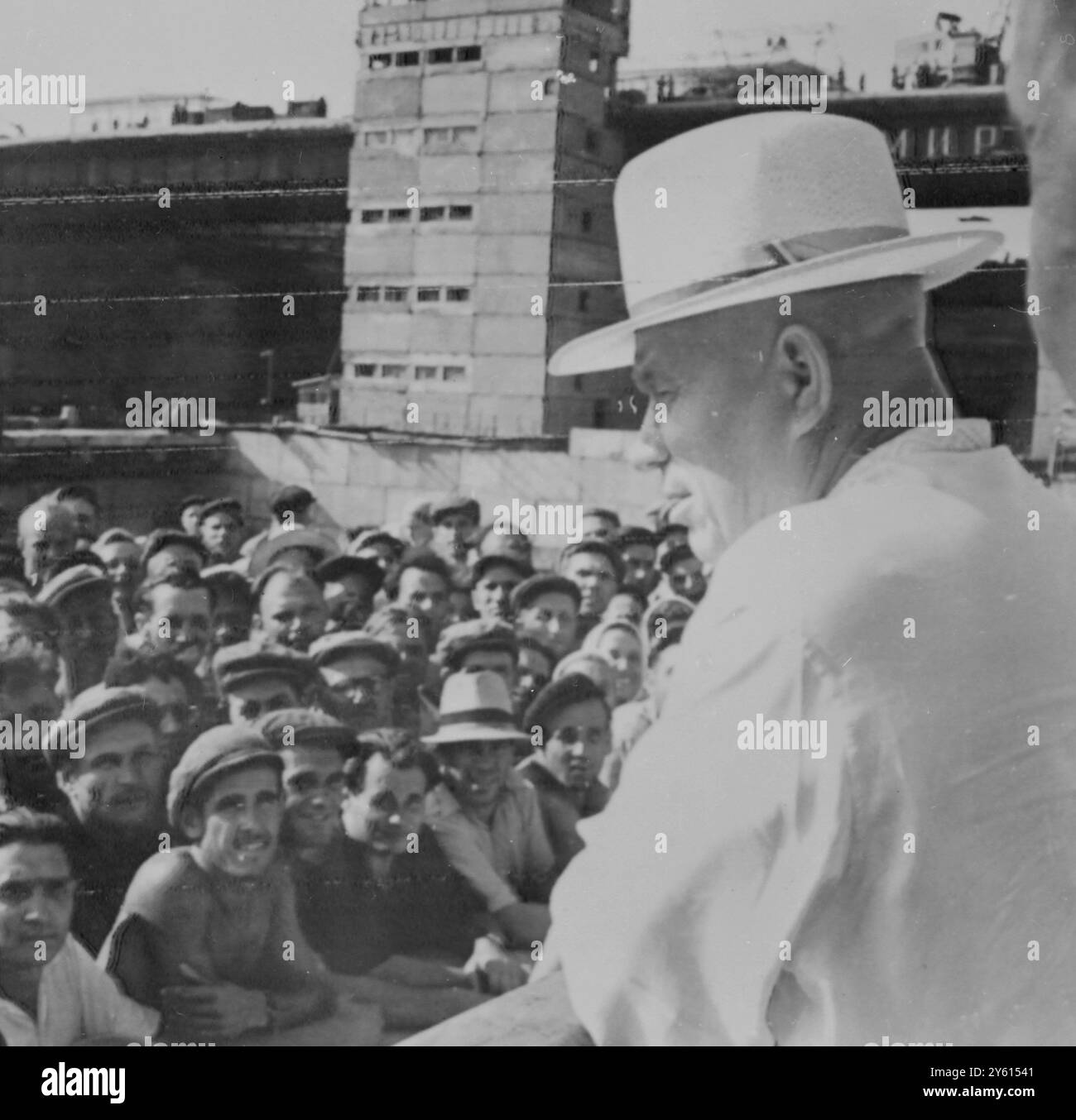 SOVIET PREMIER NIKITA KRUSHCHEV WITH SOVIET WORKERS / 29 JULY 1960 ...