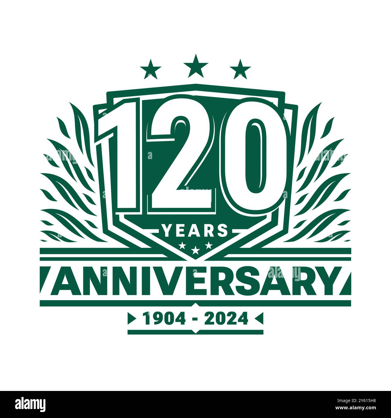 120 years anniversary celebration shield design template. 120th anniversary logo. Vector and ...