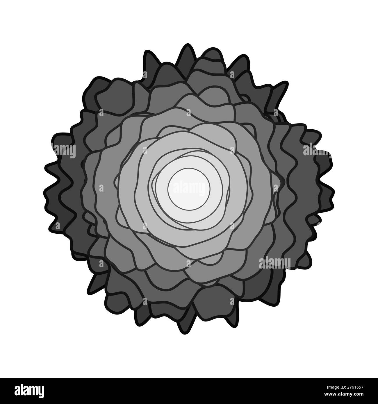 Black Concentric Wavy Lines Stack Of Rounded Shapes Abstract Organic Form Monochrome Vector