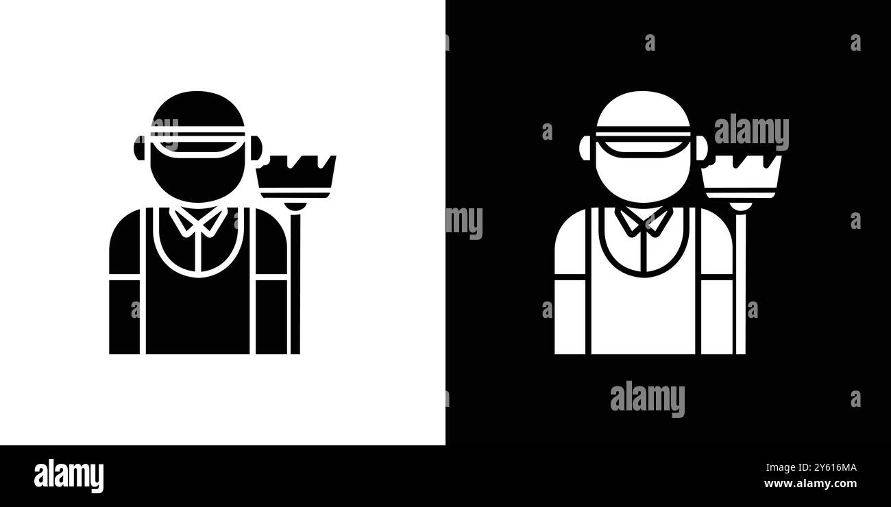 Janitor icon vector logo set collection or bundle pack group Stock ...