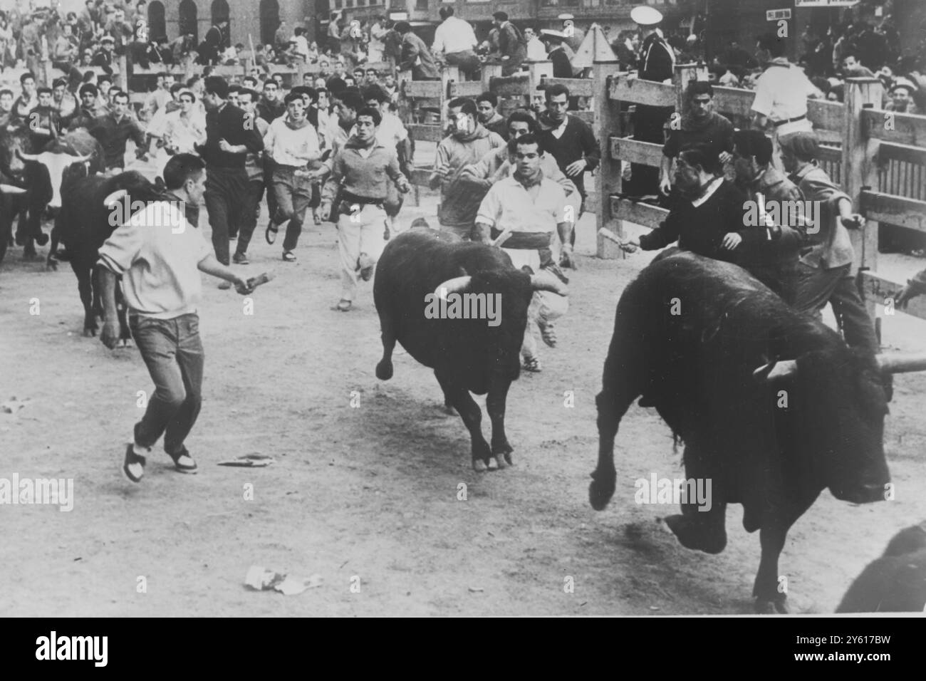 FESTIVALS RUNNING OF BULLS THROUGH STREETS OF PAMPALONA 13 JULY 1960 ...