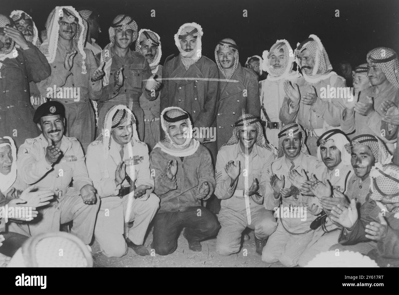 KING HUSSEIN SITS WITH SHEIKH'S - NORTH JORDAN 7 JULY 1960 Stock Photo ...