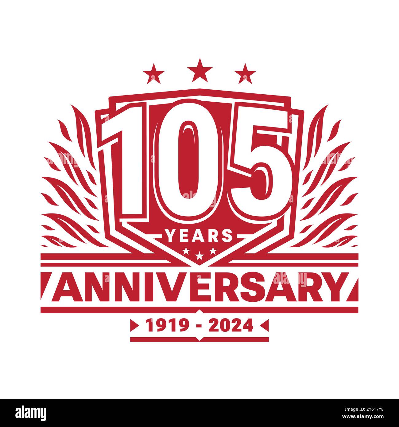 105 years anniversary celebration shield design template. 105th ...