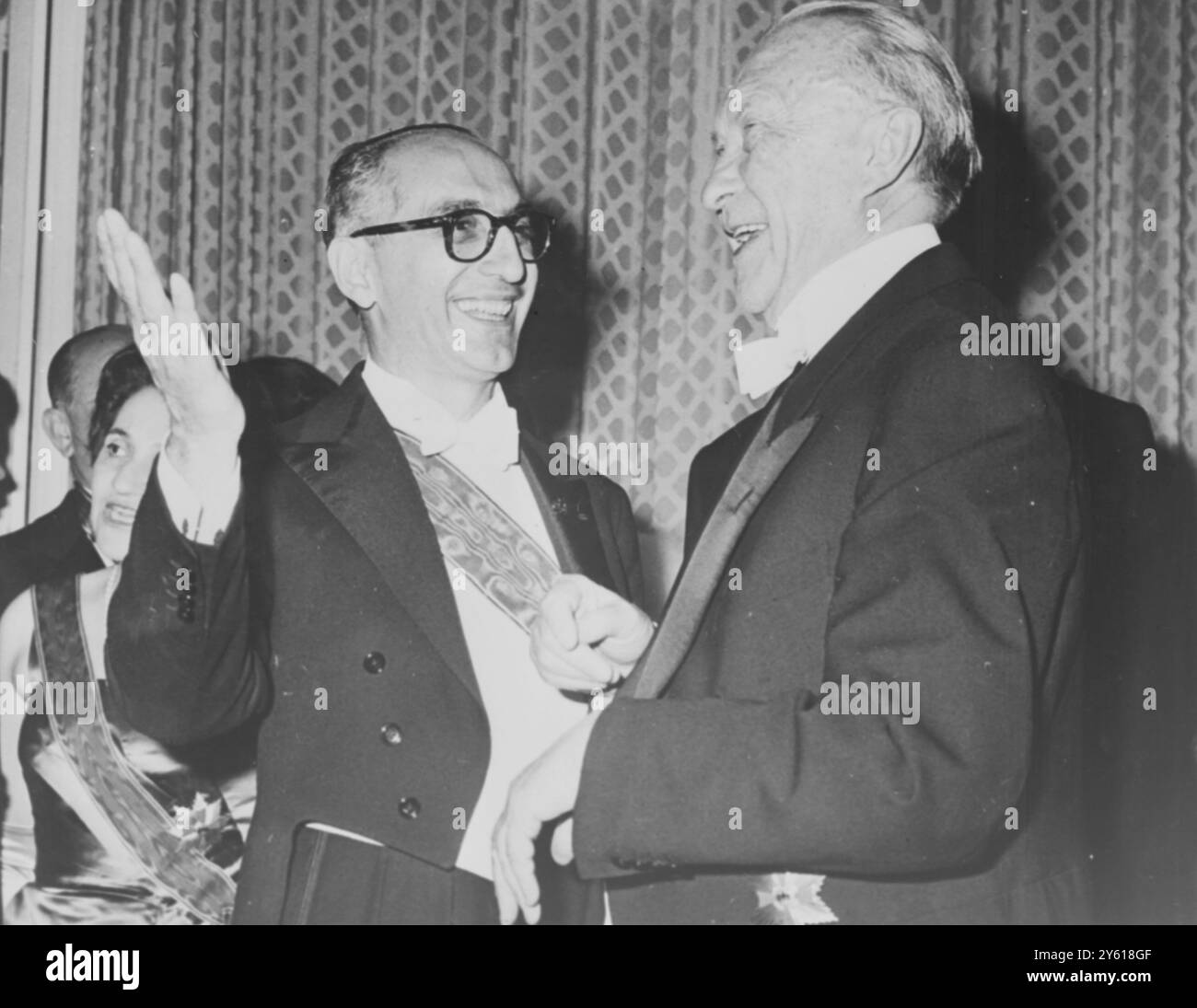 PRESIDENT OF ARGENTINA ARTURO FRONDIZI WITH WIFE AND GERMAN CHANCELLOR ...