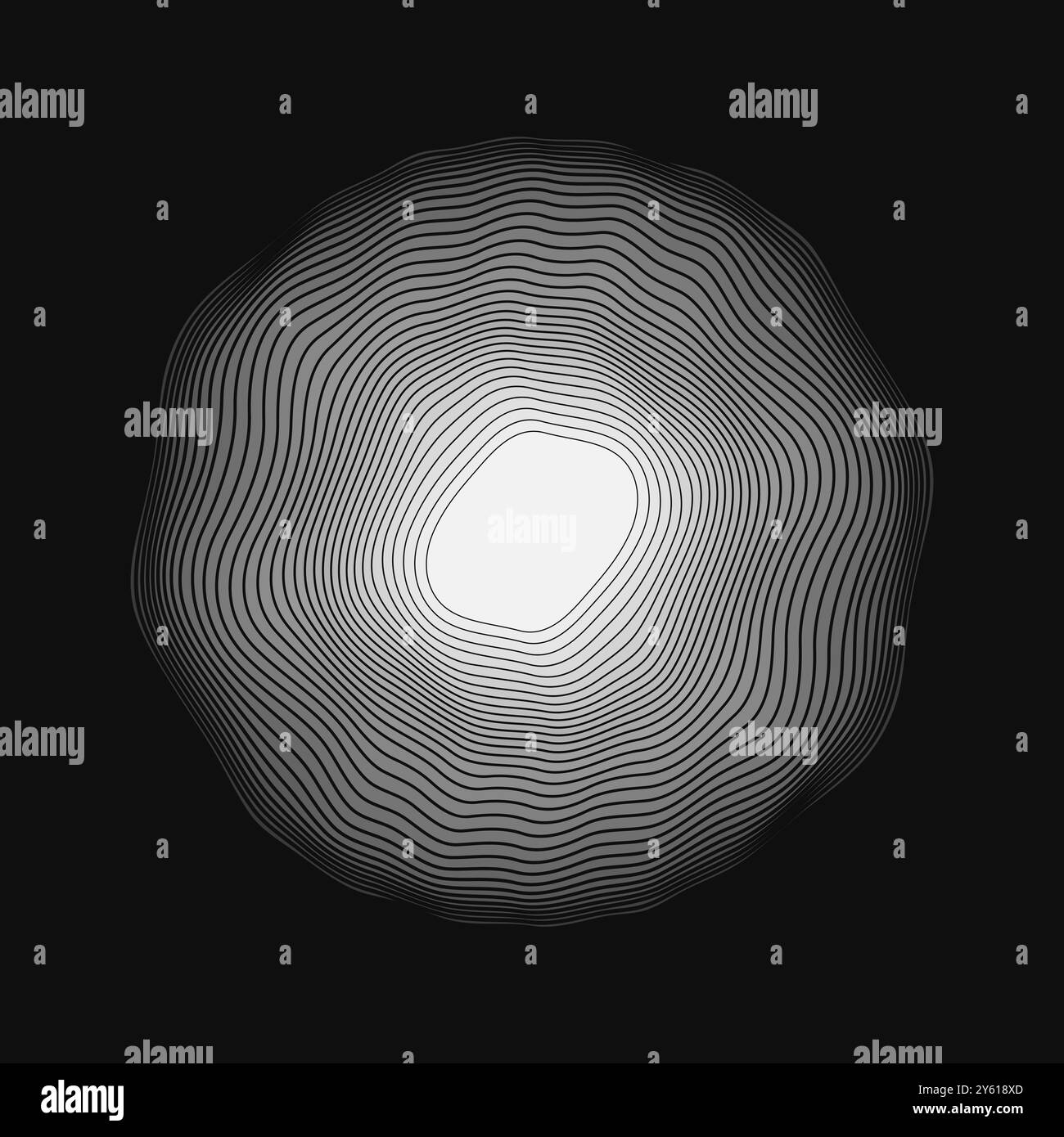 Black Concentric Wavy Lines That Makes A Rounded Abstract Organic Shape Monochrome Vector