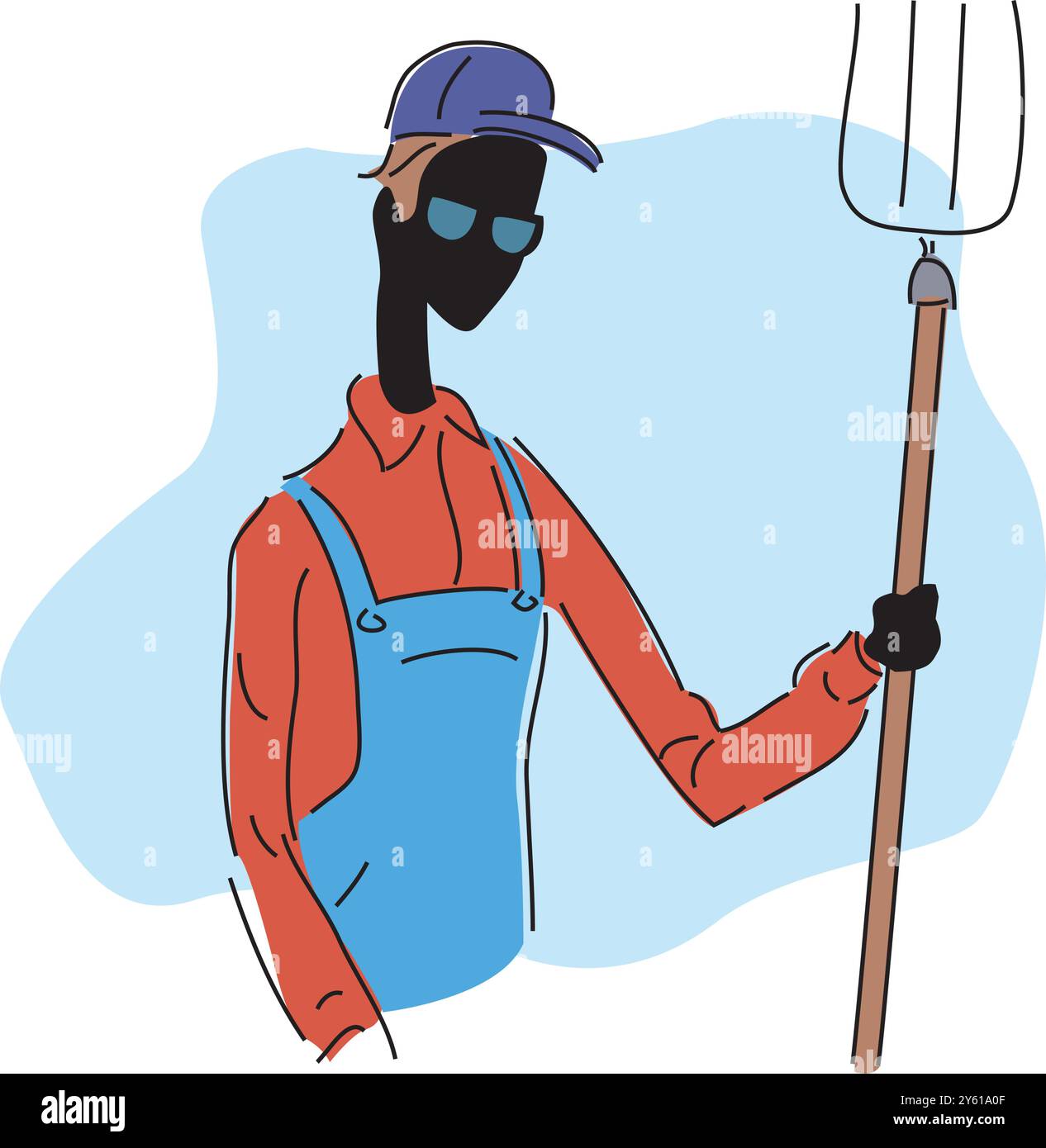Farmer man avatar with farming working and planting tools set vector ...