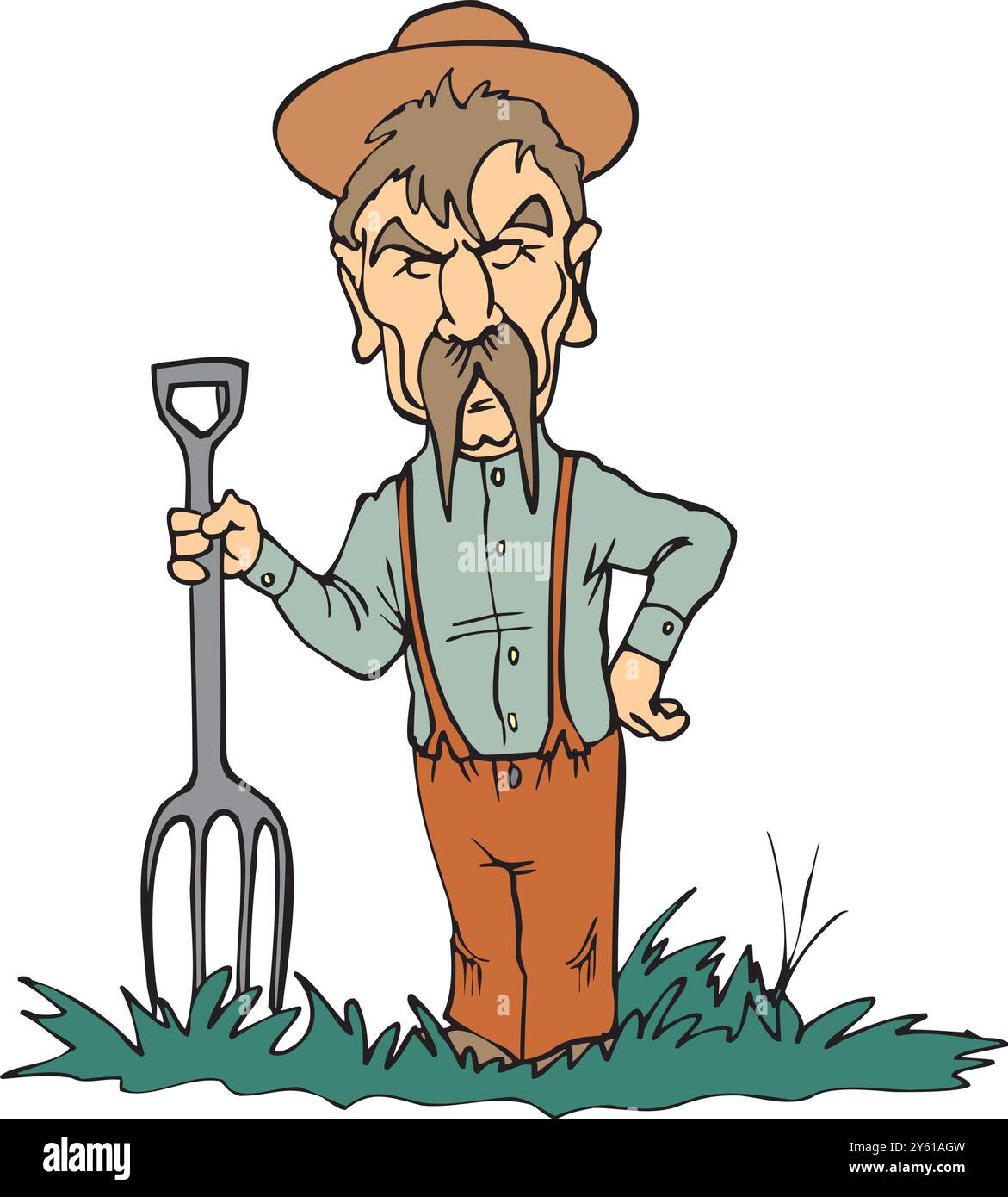 cartoon farmer character agrarian agriculture farming profession icon ...