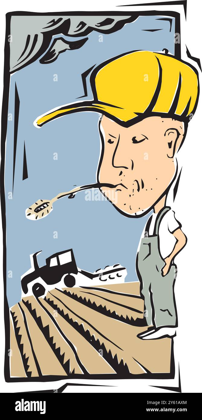 Farmer sowing wheat grains in a wheat field. Farming and agriculture ...