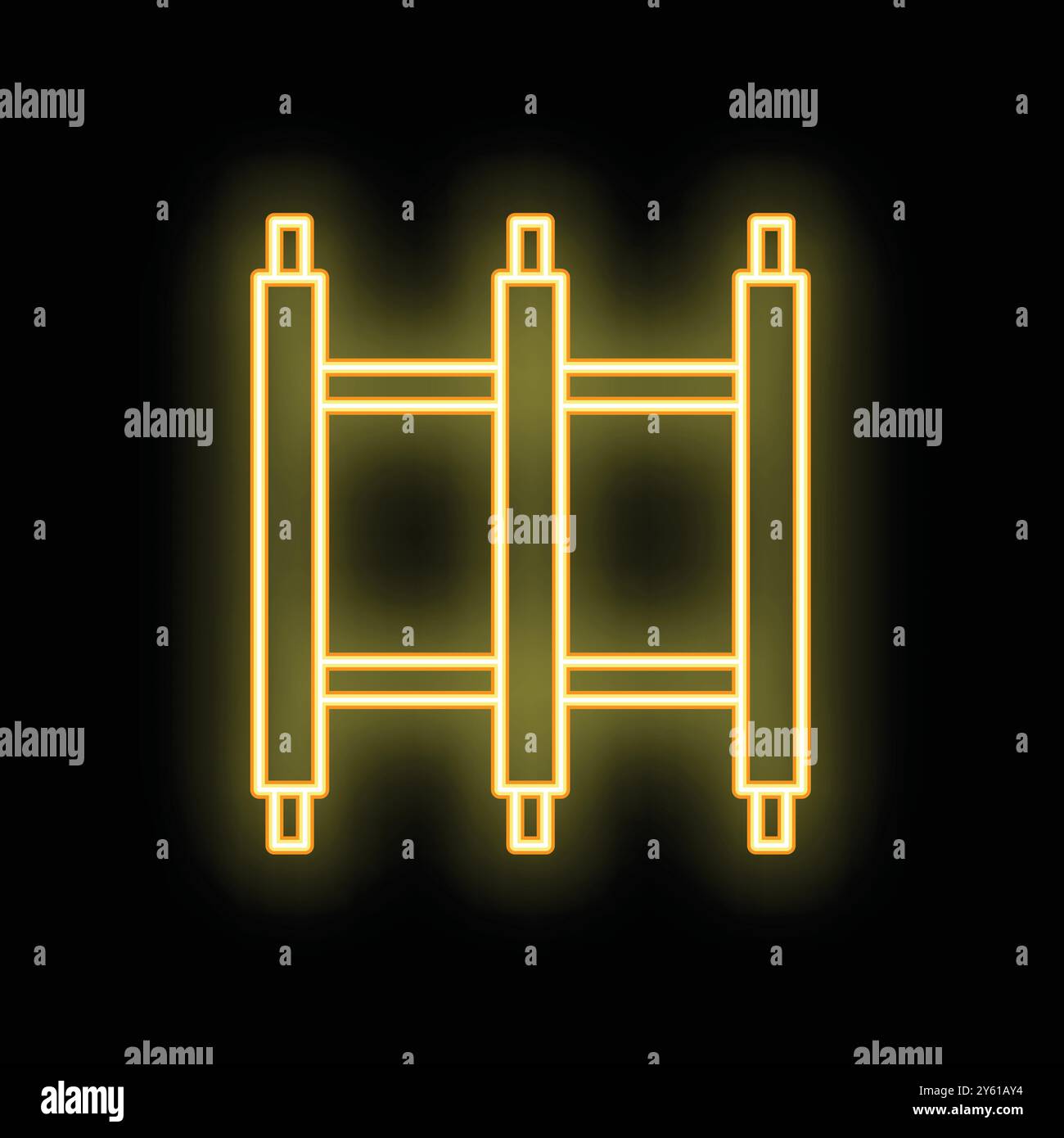 Bright yellow neon sign depicting prison cell bars, symbolizing ...