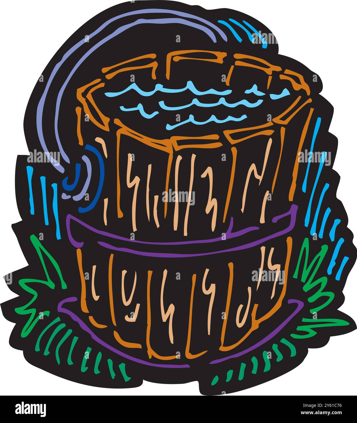 abstract wooden bucket isometric icon 3d vector illustration Stock ...