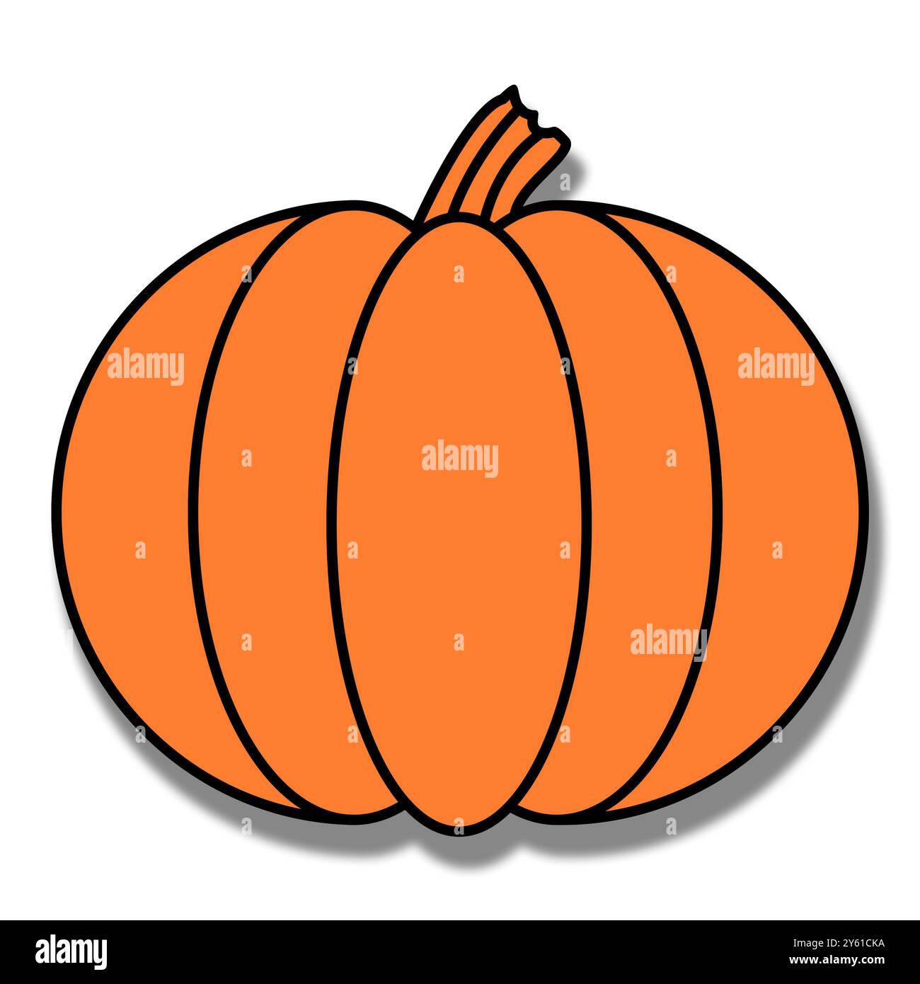 Orange halloween pumpkin illustration drawn as a clipart cartoon shape ...
