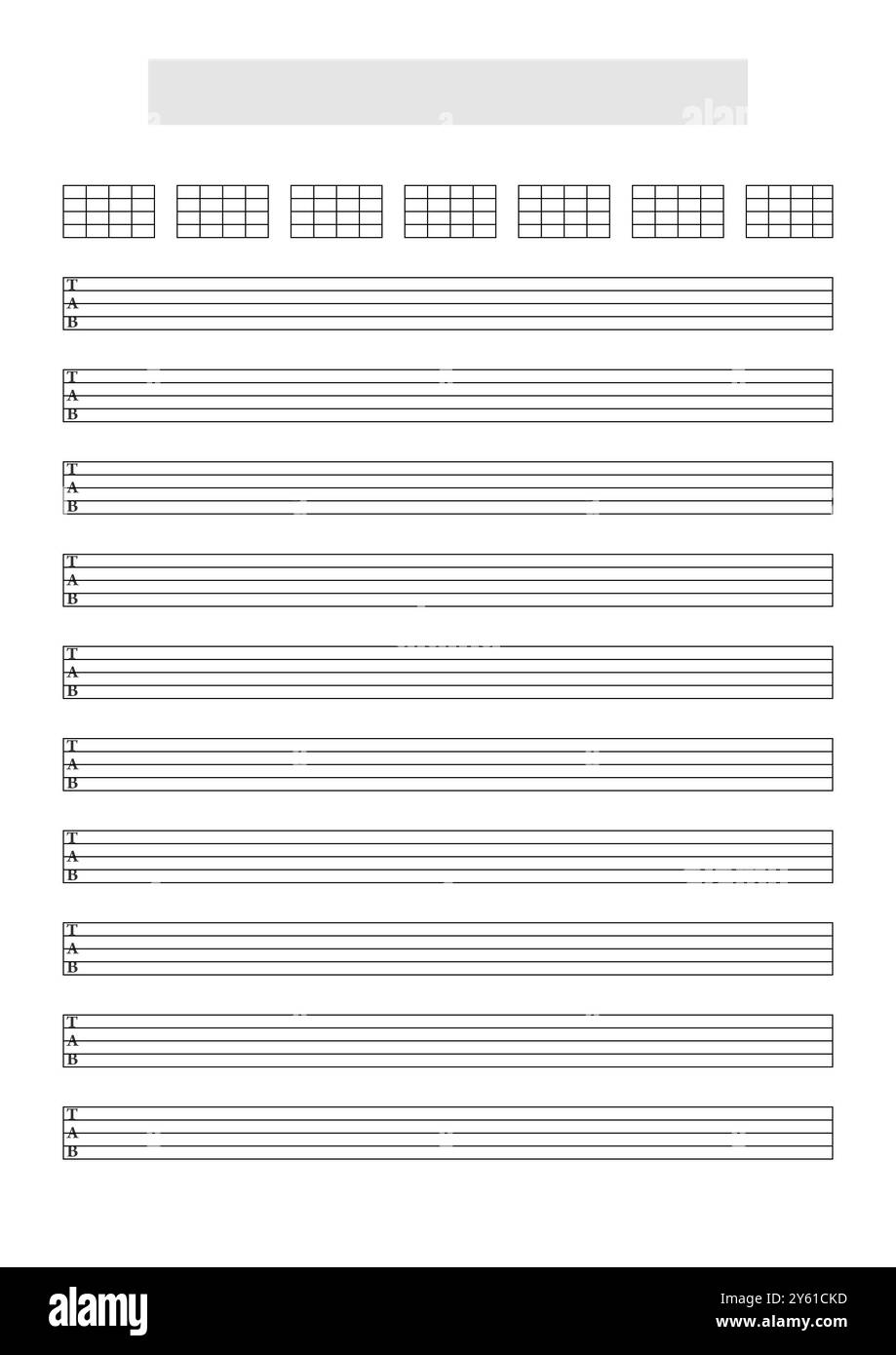 Blank Bass Guitar or Ukulele (5 strings) tablature sheet template with ...