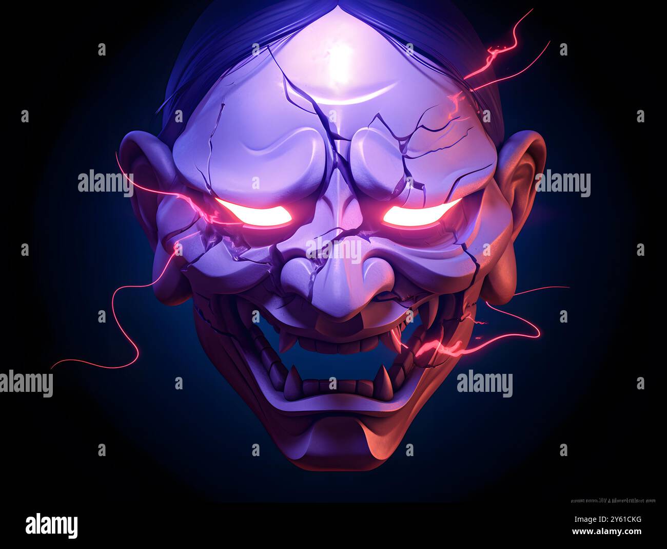 This striking 3D art showcases an eerie Japanese ghost mask with ...