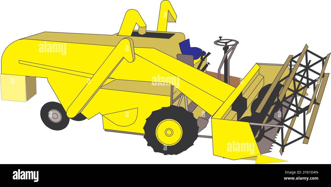 Farm vehicle isometric Combine Harvester tractor isolated vector ...
