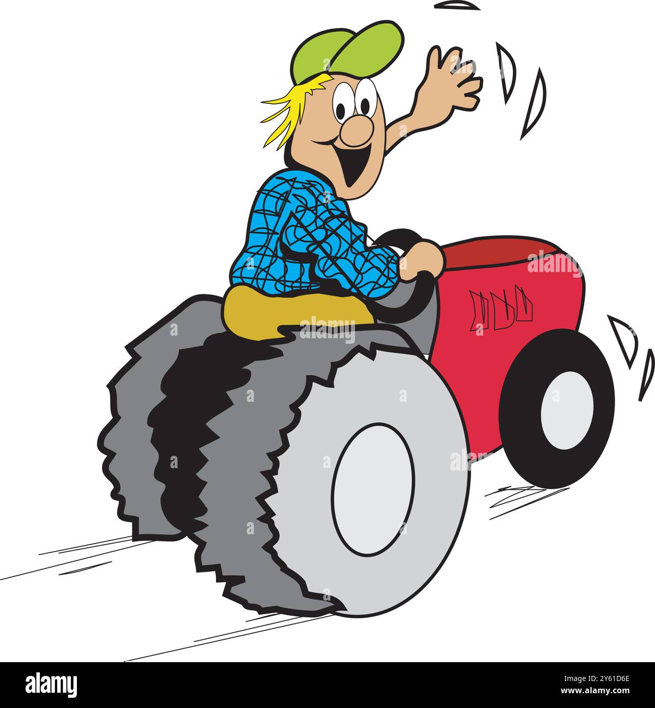 Cartoon farmer driving tractor isometric icon on white background 3d ...