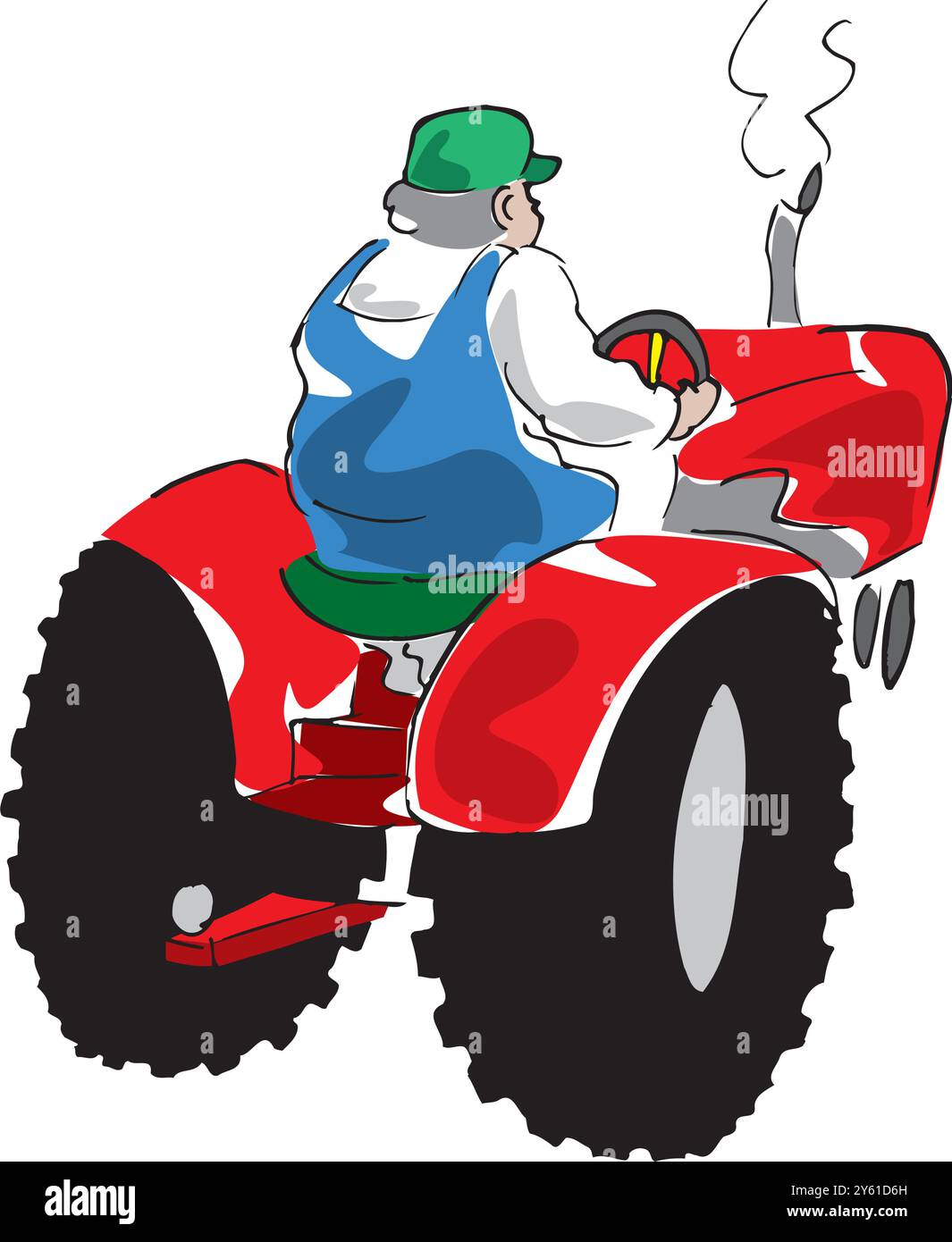 Cartoon farmer driving tractor isometric icon on white background 3d ...