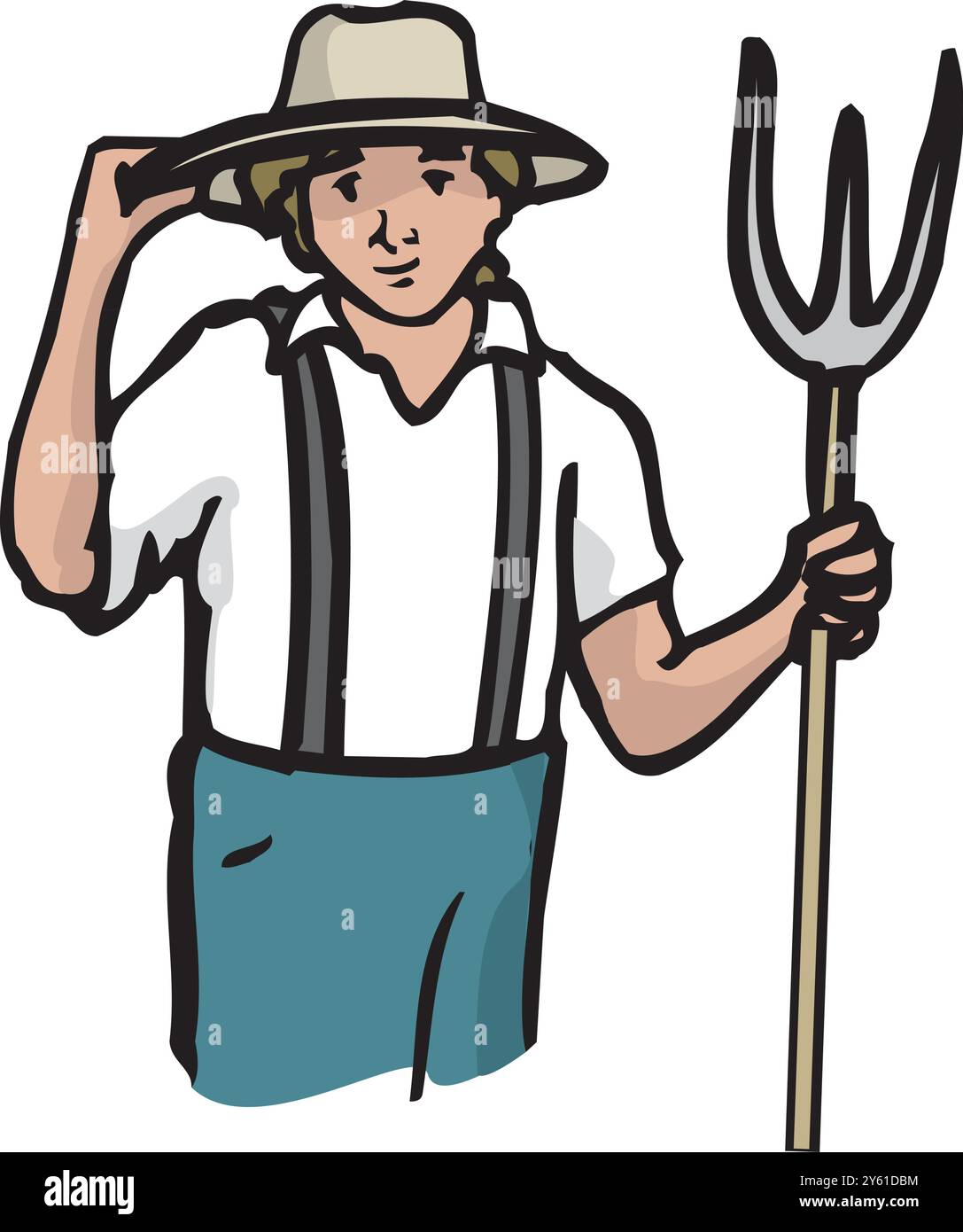 Farmer man avatar with farming working and planting tools set vector ...