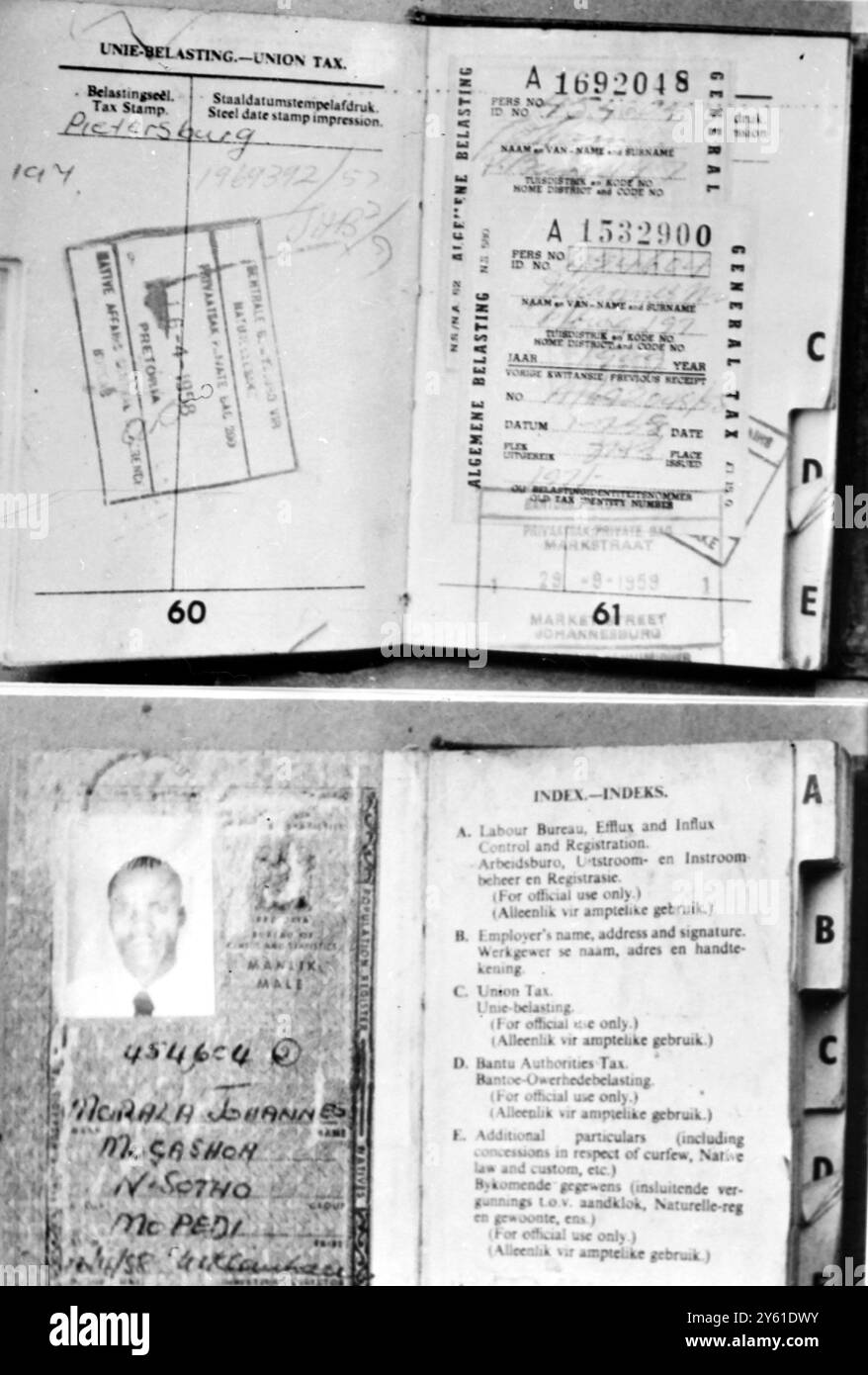 RACIAL SEGREGATION INSIDE OF PASS BOOKS SOUTH AFRICANS CARRY 11 MAY ...