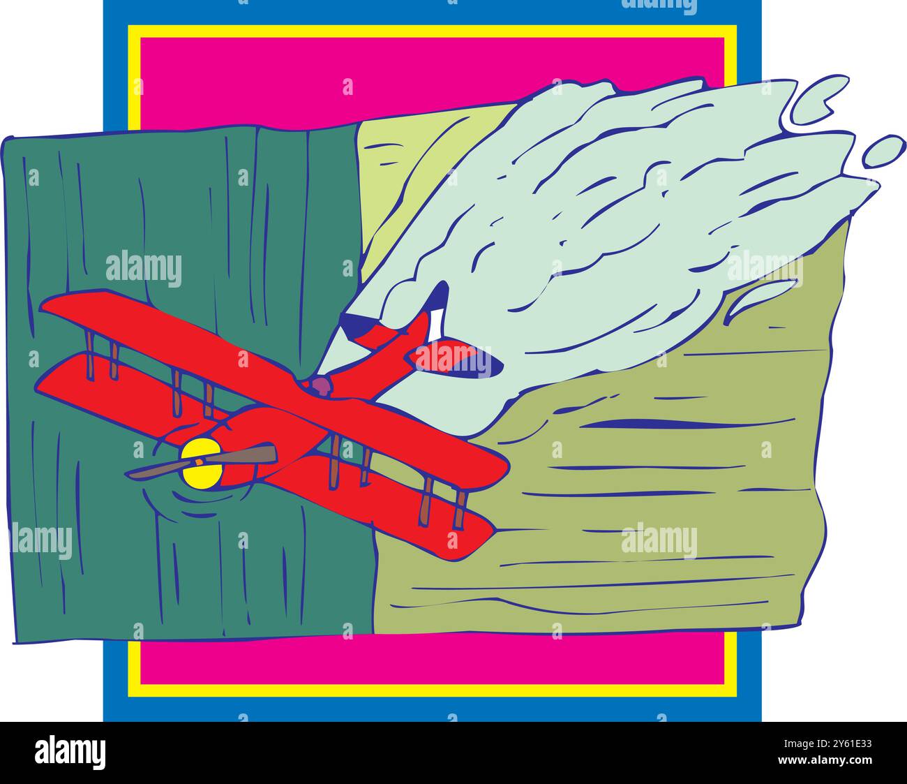 Crop duster airplane spraying a farm field Vector illustration Stock ...