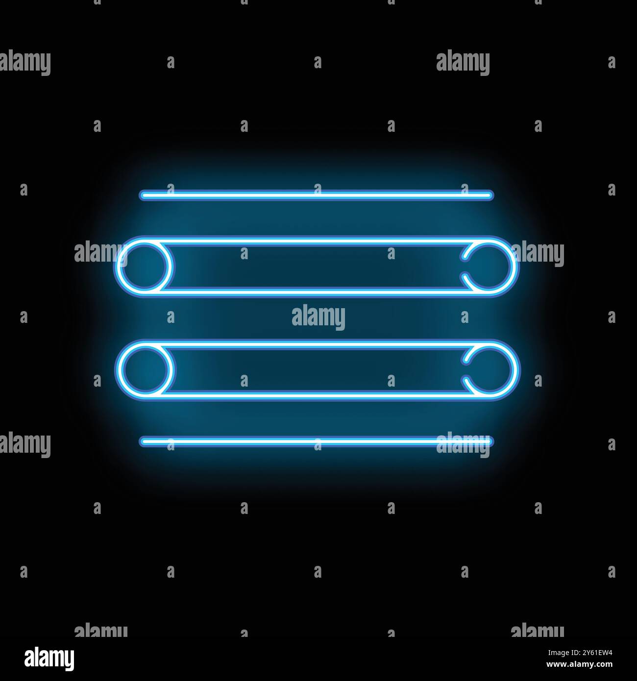 Vibrant blue neon sign representing a simple menu layout with ...