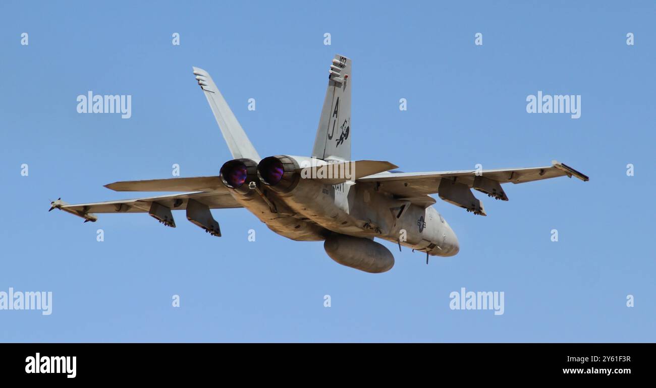 A U.S. Navy F-18 Super Hornet from Carrier Air Wing Eight prepares to ...