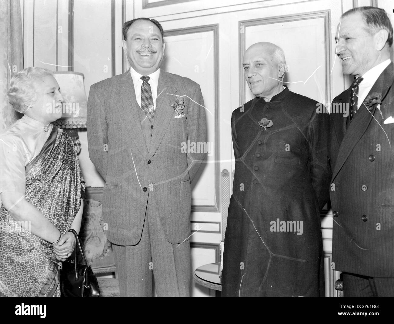 FIELD MARSHAL AYUB KHAN TALKS WITH JAWAHARLAL NEHRU , VIJAYA PANDIT AND LIEUTENANT GENERAL ...