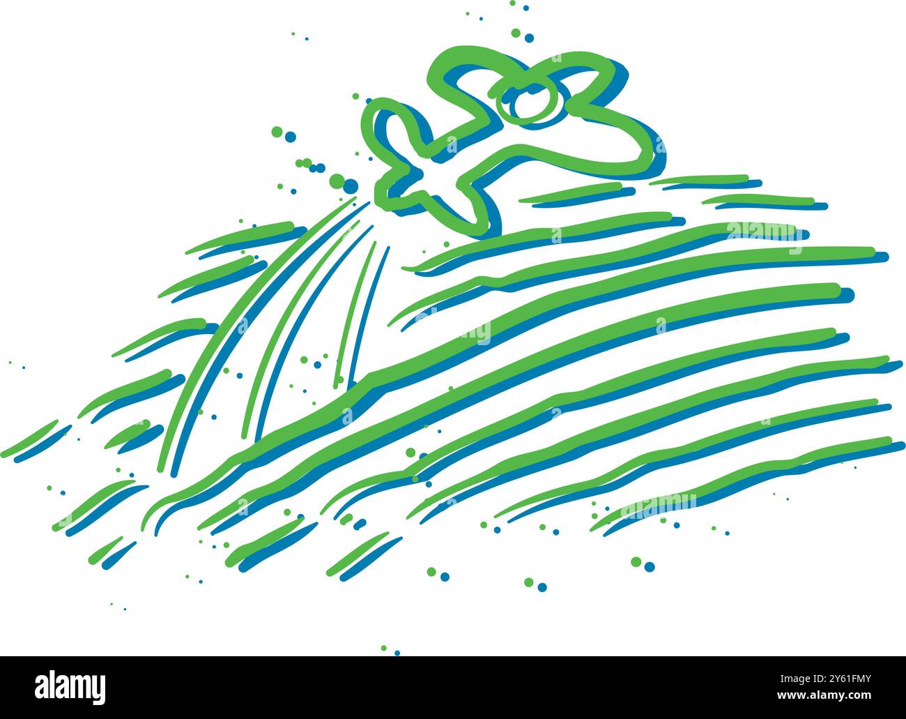 line colorful Crop duster airplane spraying a farm field Vector ...